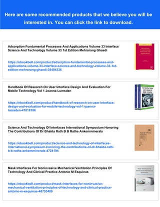 Interface Science And Technology 18 Soojin Park Minkang Seo | PDF