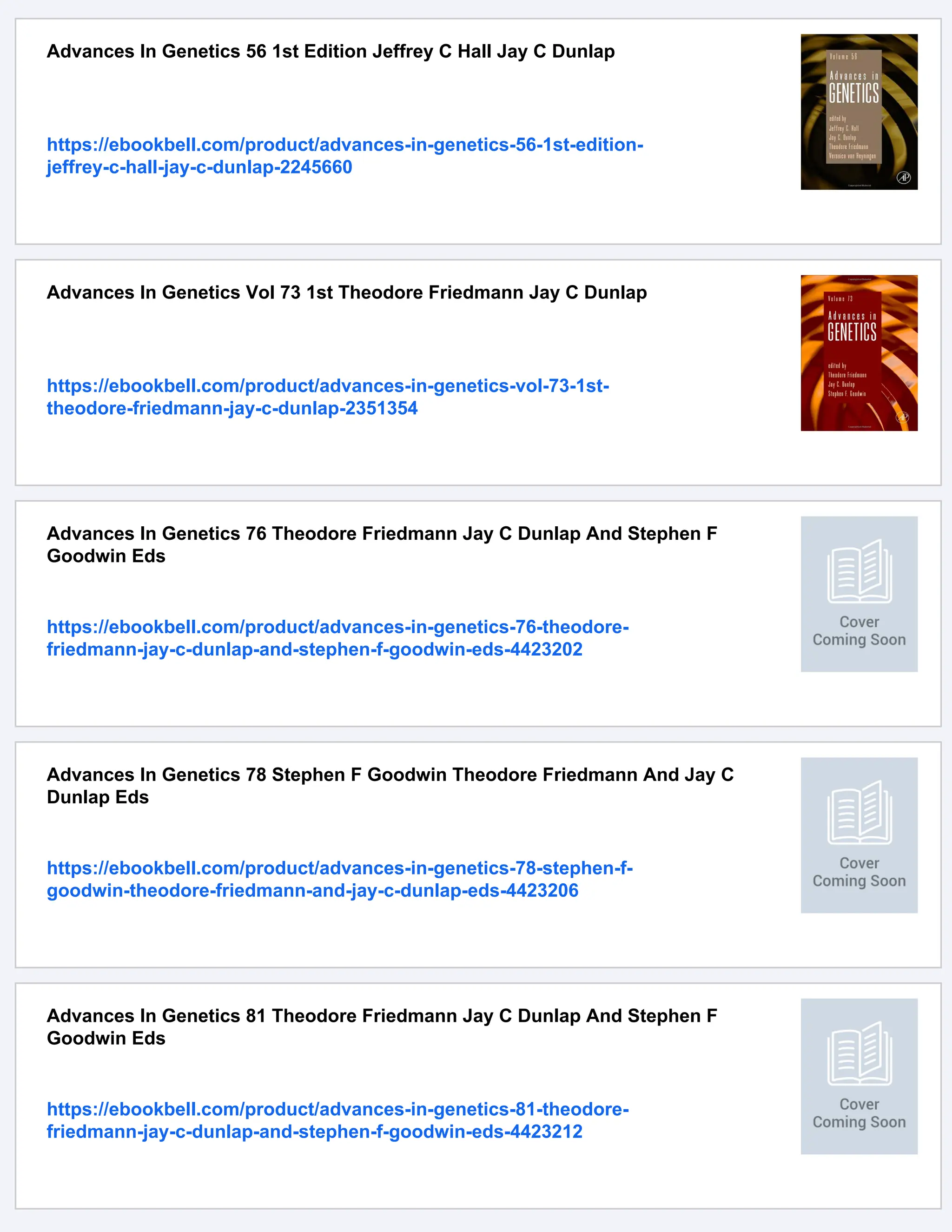 Advances In Genetics Theodore Friedmann Jay Dunlap And Stephen Goodwin ...