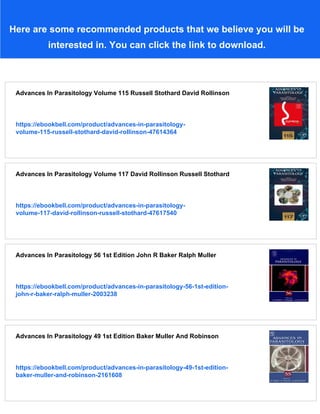 Advances In Parasitology 53 John R Baker Ralph Muller David Rollinson | PDF