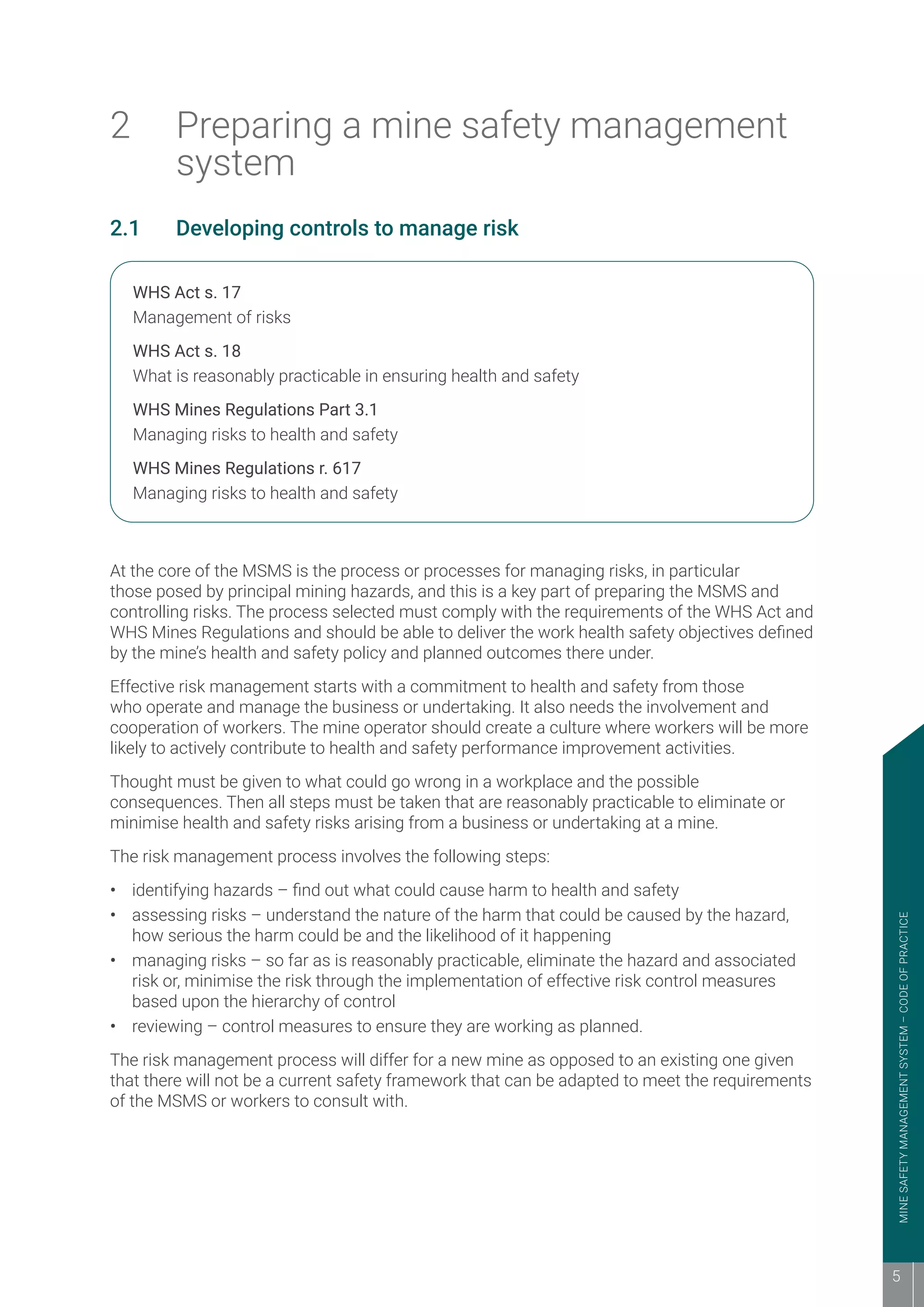 Code of practice - Mine Safety Management System | PDF