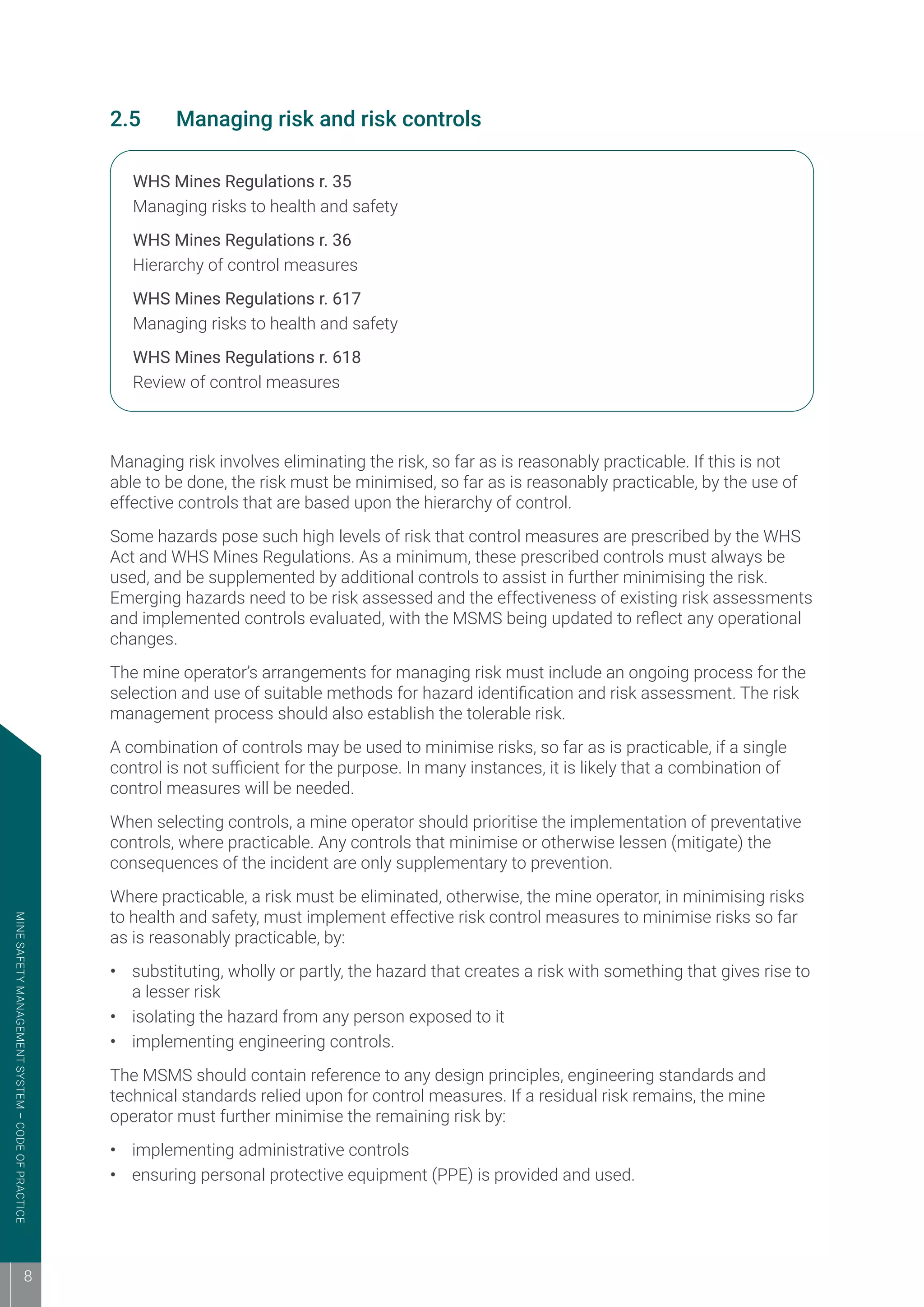 Code of practice - Mine Safety Management System | PDF