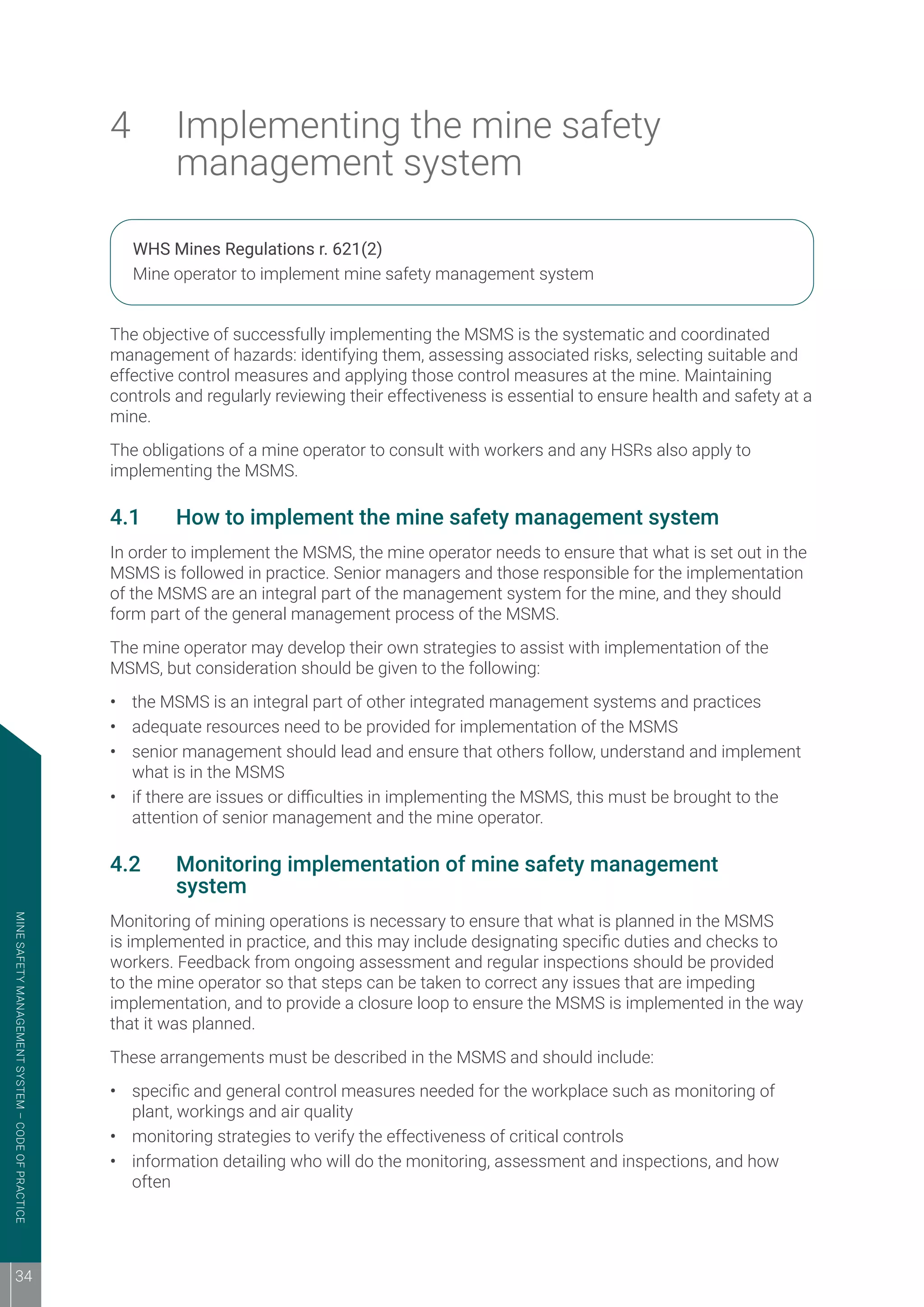 Code of practice - Mine Safety Management System | PDF