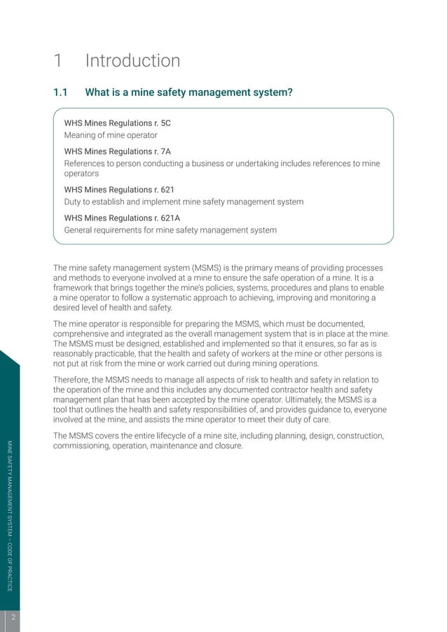 Code of practice - Mine Safety Management System | PDF