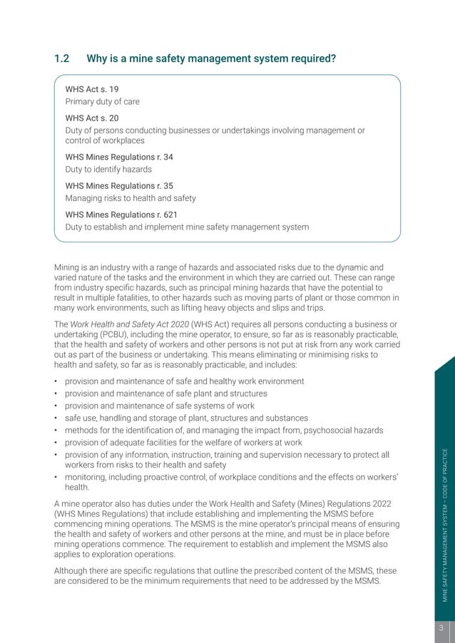 Code of practice - Mine Safety Management System | PDF