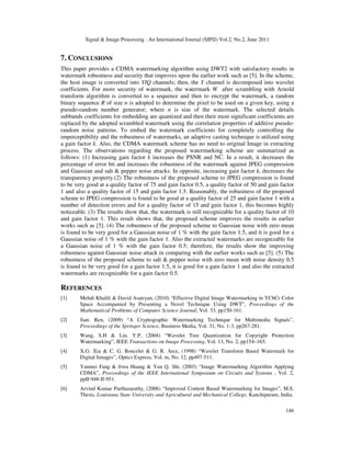 A Secure and Robust CDMA Digital Image Watermarking Algorithm Based on DWT2, YIQ Color Space and ...