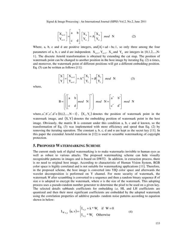 A Secure and Robust CDMA Digital Image Watermarking Algorithm Based on DWT2, YIQ Color Space and ...