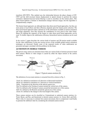 Review of Motion Estimation and Video Stabilization Techniques for Hand Held Mobile Video | PDF