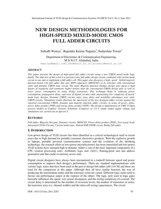 NEW DESIGN METHODOLOGIES FOR HIGH-SPEED MIXED-MODE CMOS FULL ADDER ...