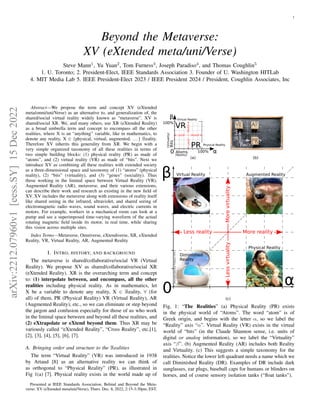 Beyond the Metaverse: XV (eXtended meta/uni/Verse) | PDF