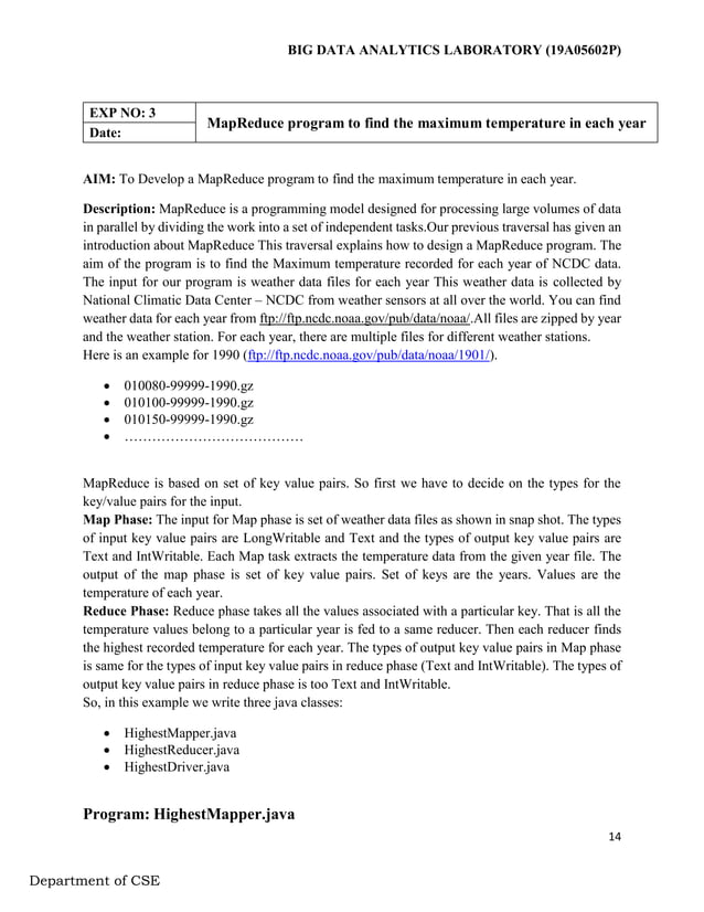 2. Develop a MapReduce program to calculate the frequency of a given word in a given file. | PDF ...