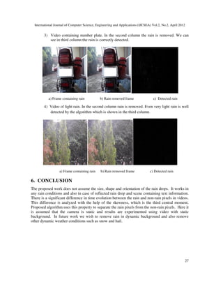 RESTORATION OF VIDEO BY REMOVING RAIN | PDF