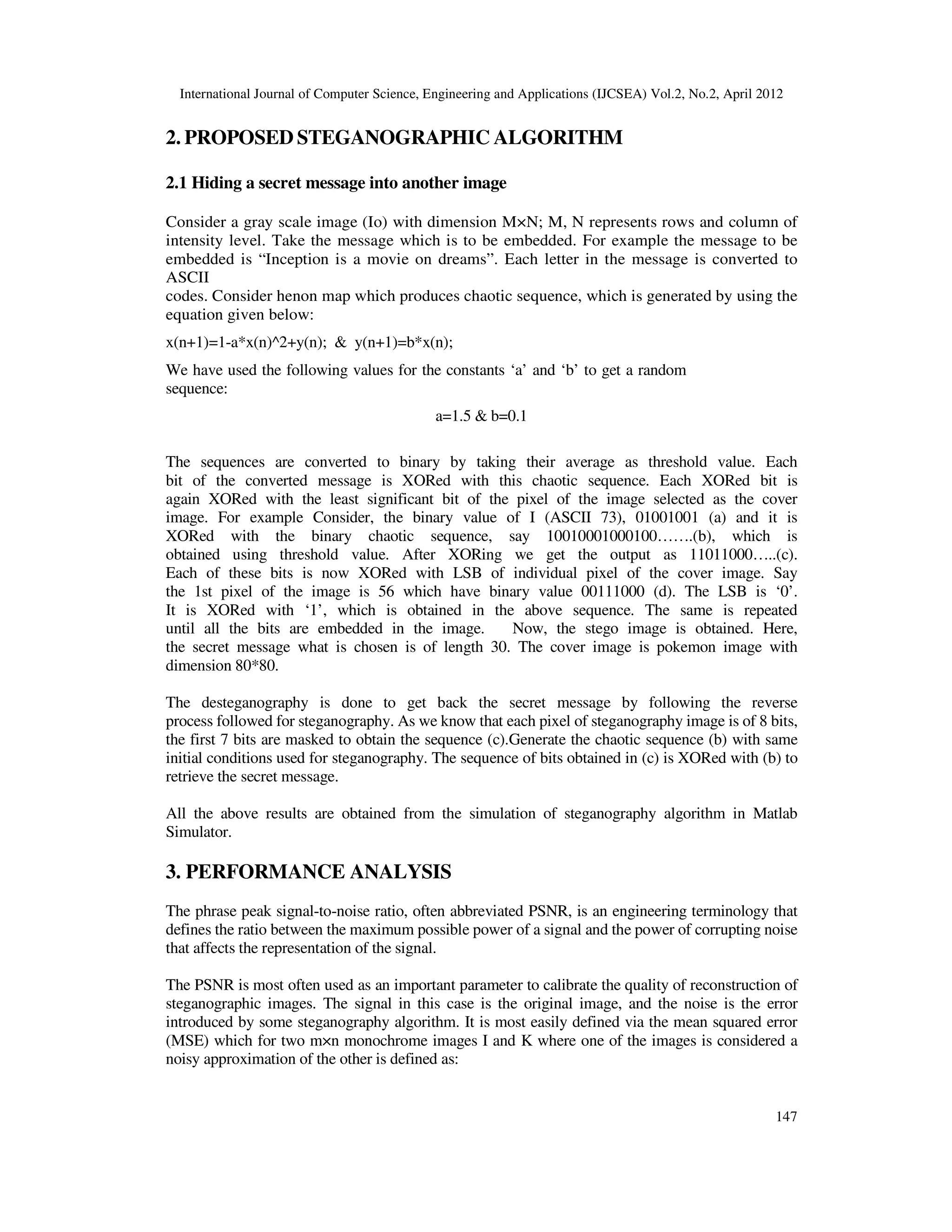 TEXT STEGANOGRAPHY USING LSB INSERTION METHOD ALONG WITH CHAOS THEORY | PDF
