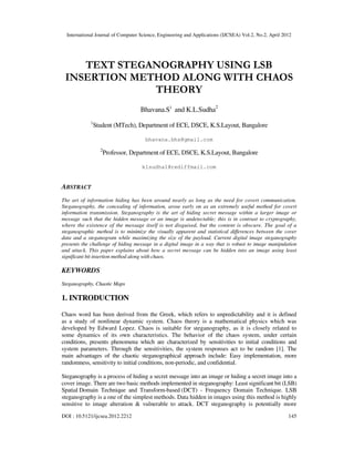 TEXT STEGANOGRAPHY USING LSB INSERTION METHOD ALONG WITH CHAOS THEORY | PDF