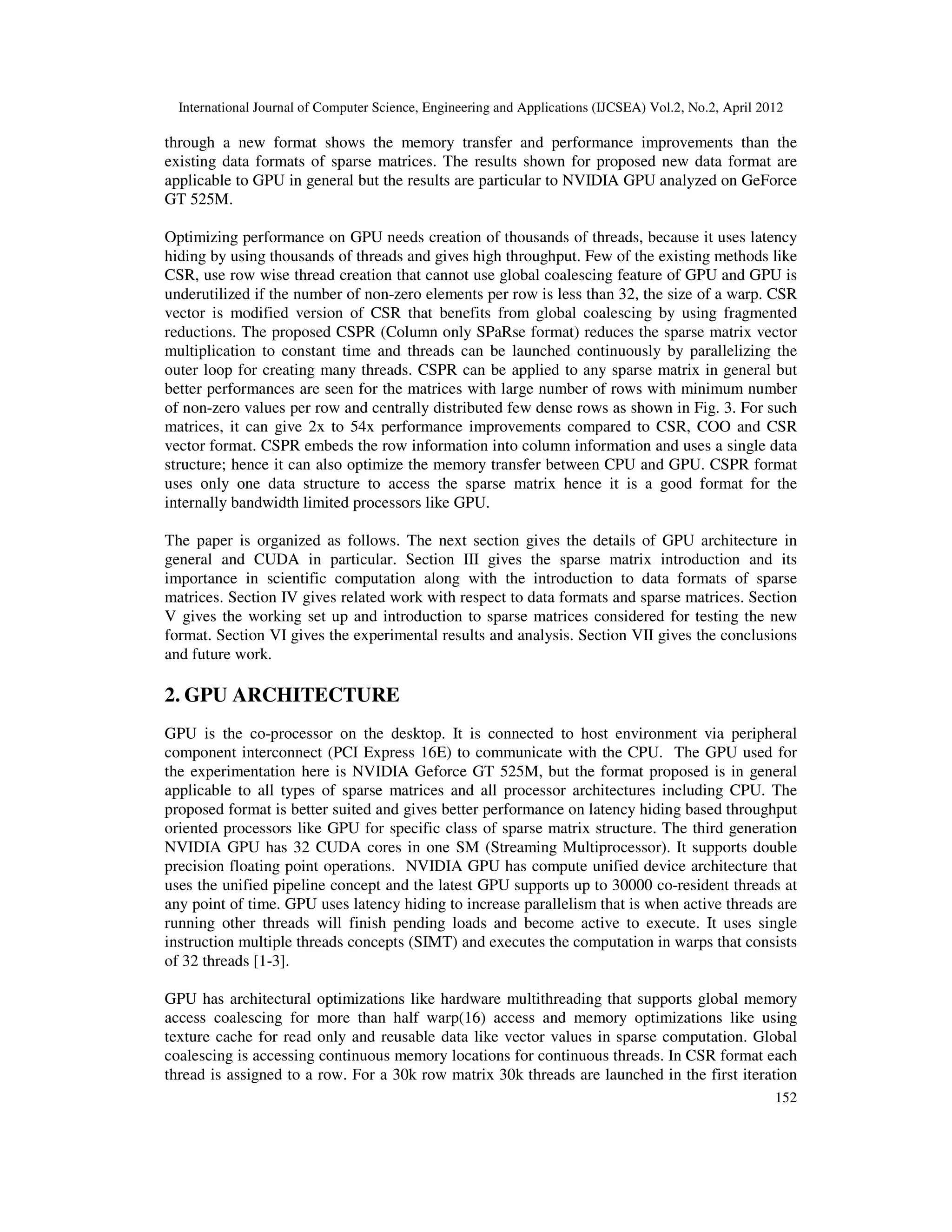 Effective Sparse Matrix Representation for the GPU Architectures | PDF