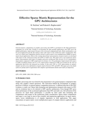 Effective Sparse Matrix Representation for the GPU Architectures | PDF