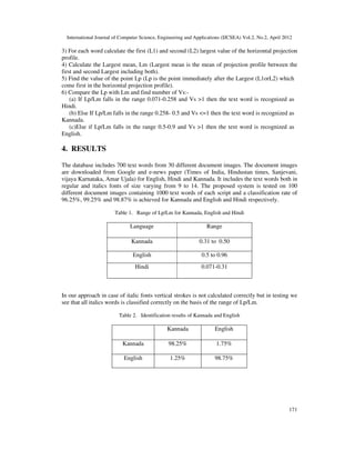 DISCRIMINATION OF ENGLISH TO OTHER INDIAN LANGUAGES (KANNADA AND HINDI) FOR OCR SYSTEM | PDF