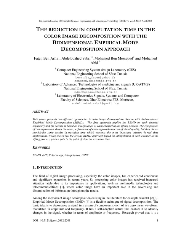 Reducing Color Image Decomposition Time with BEMD Interpolation | PDF