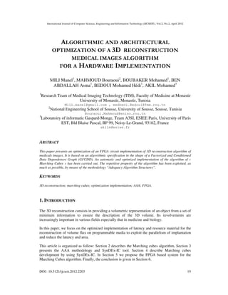 ALGORITHMIC AND ARCHITECTURAL OPTIMIZATION OF A 3D RECONSTRUCTION ...