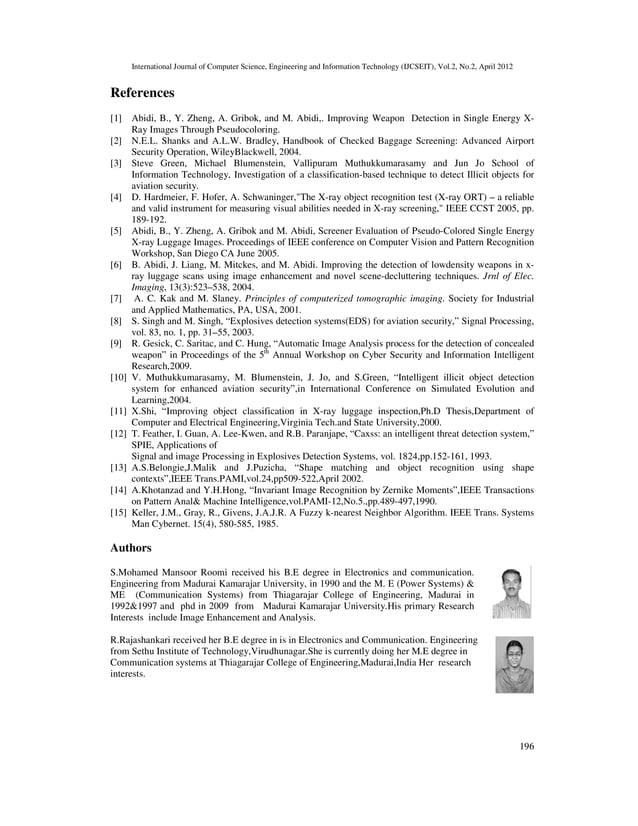 DETECTION OF CONCEALED WEAPONS IN X-RAY IMAGES USING FUZZY K-NN | PDF