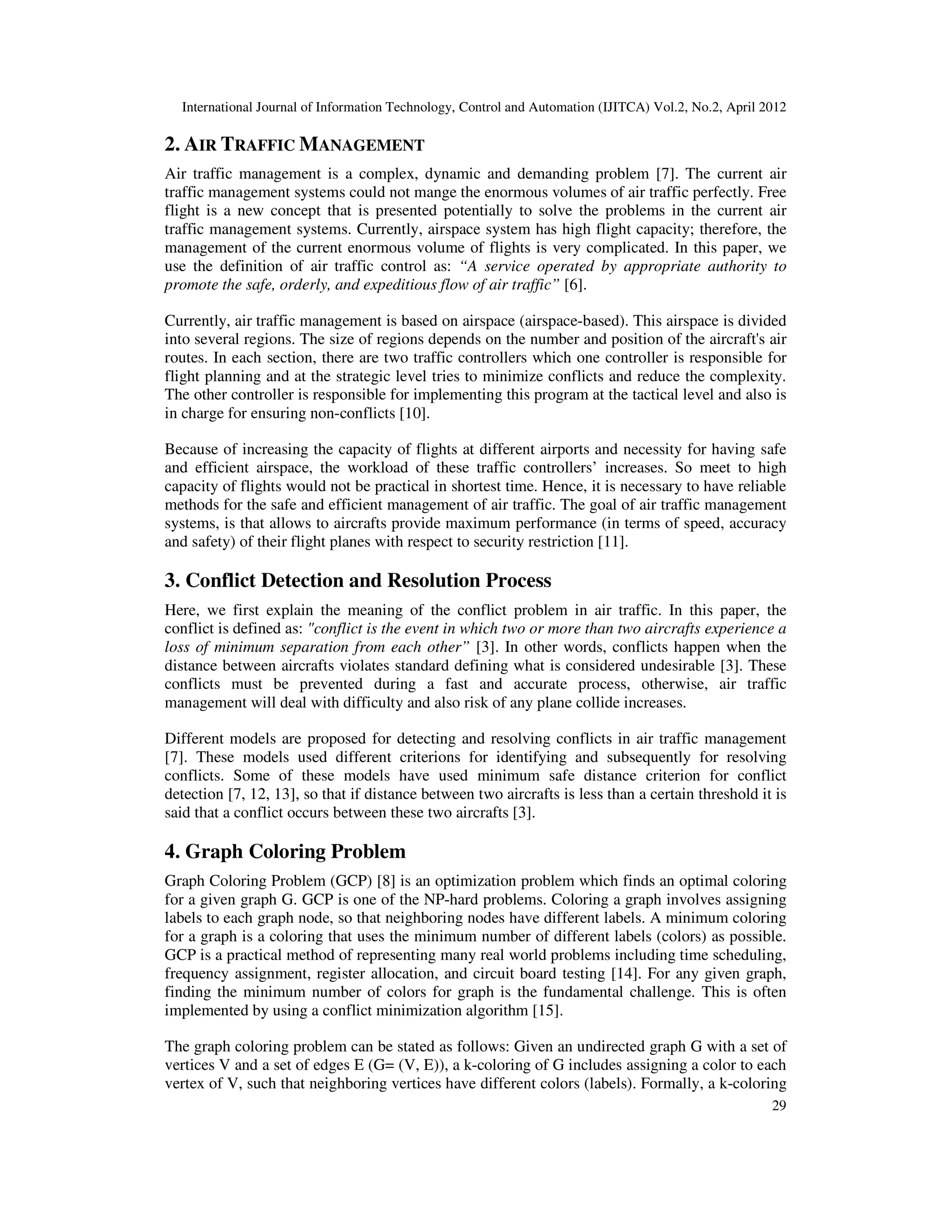 CONFLICT DETECTION AND RESOLUTION IN AIR TRAFFIC MANAGEMENT BASED ON ...