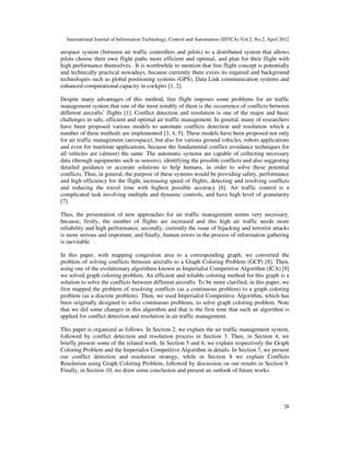 CONFLICT DETECTION AND RESOLUTION IN AIR TRAFFIC MANAGEMENT BASED ON GRAPH COLORING PROBLEM ...