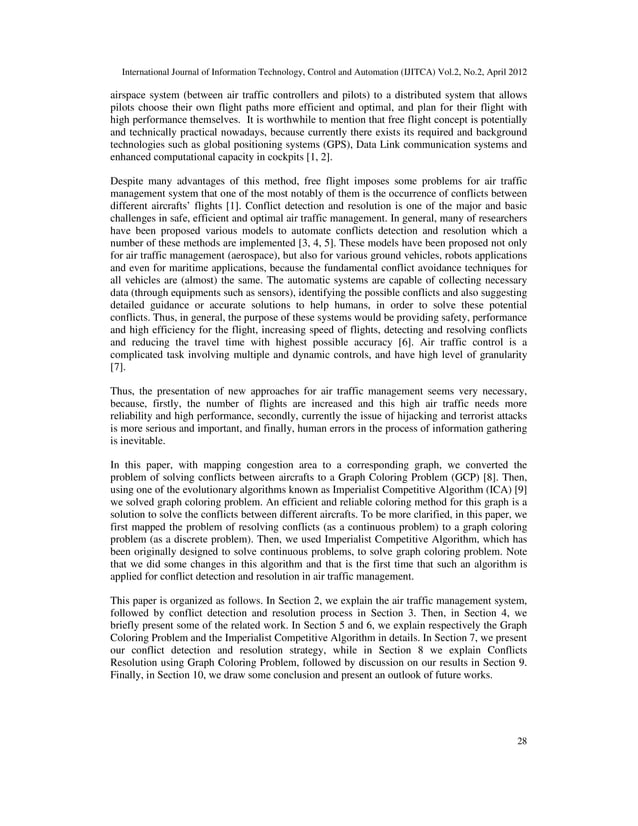 CONFLICT DETECTION AND RESOLUTION IN AIR TRAFFIC MANAGEMENT BASED ON GRAPH COLORING PROBLEM ...