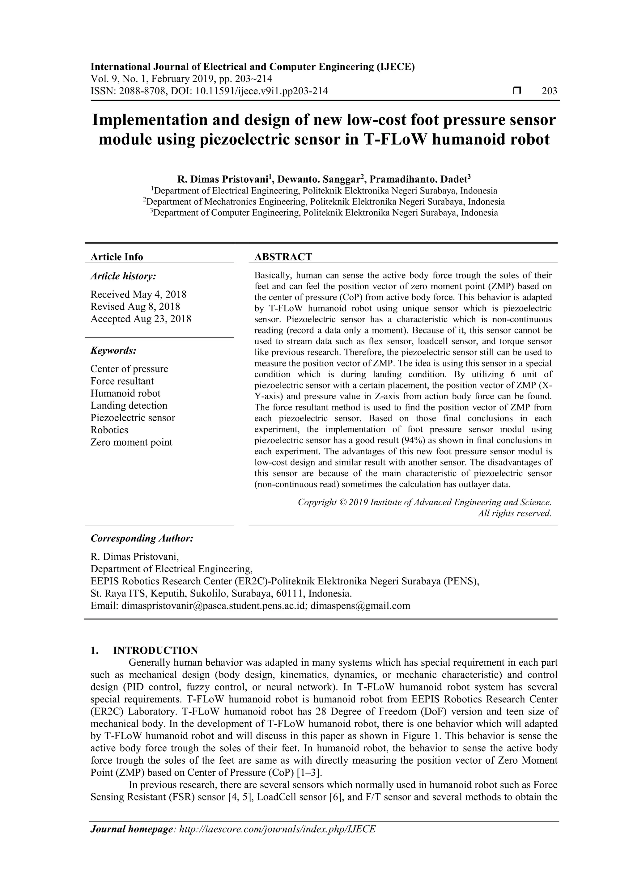 Implementation and design of new low-cost foot pressure sensor module ...