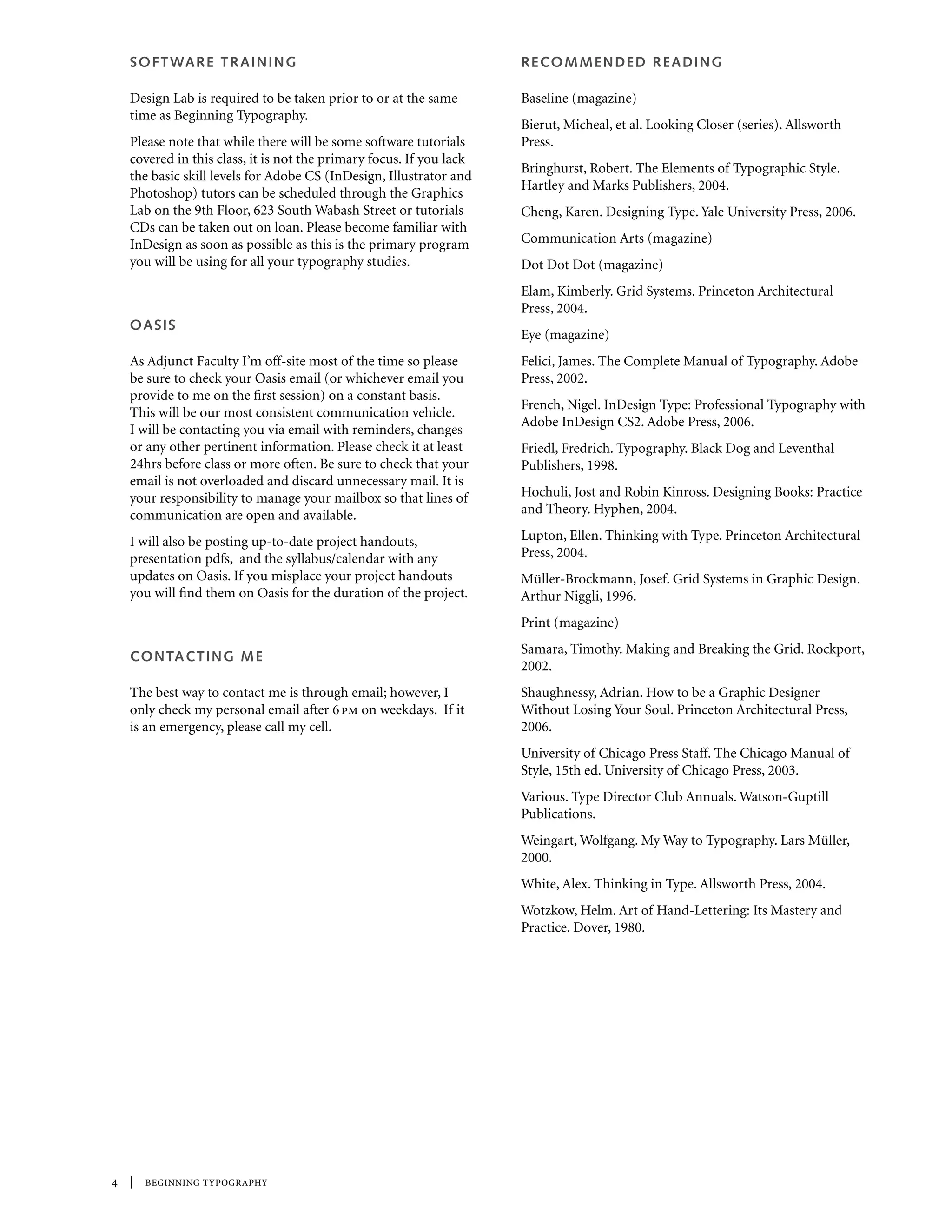 Typography I syllabus | PDF