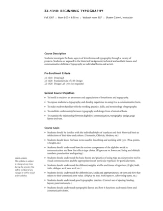 Typography I syllabus | PDF