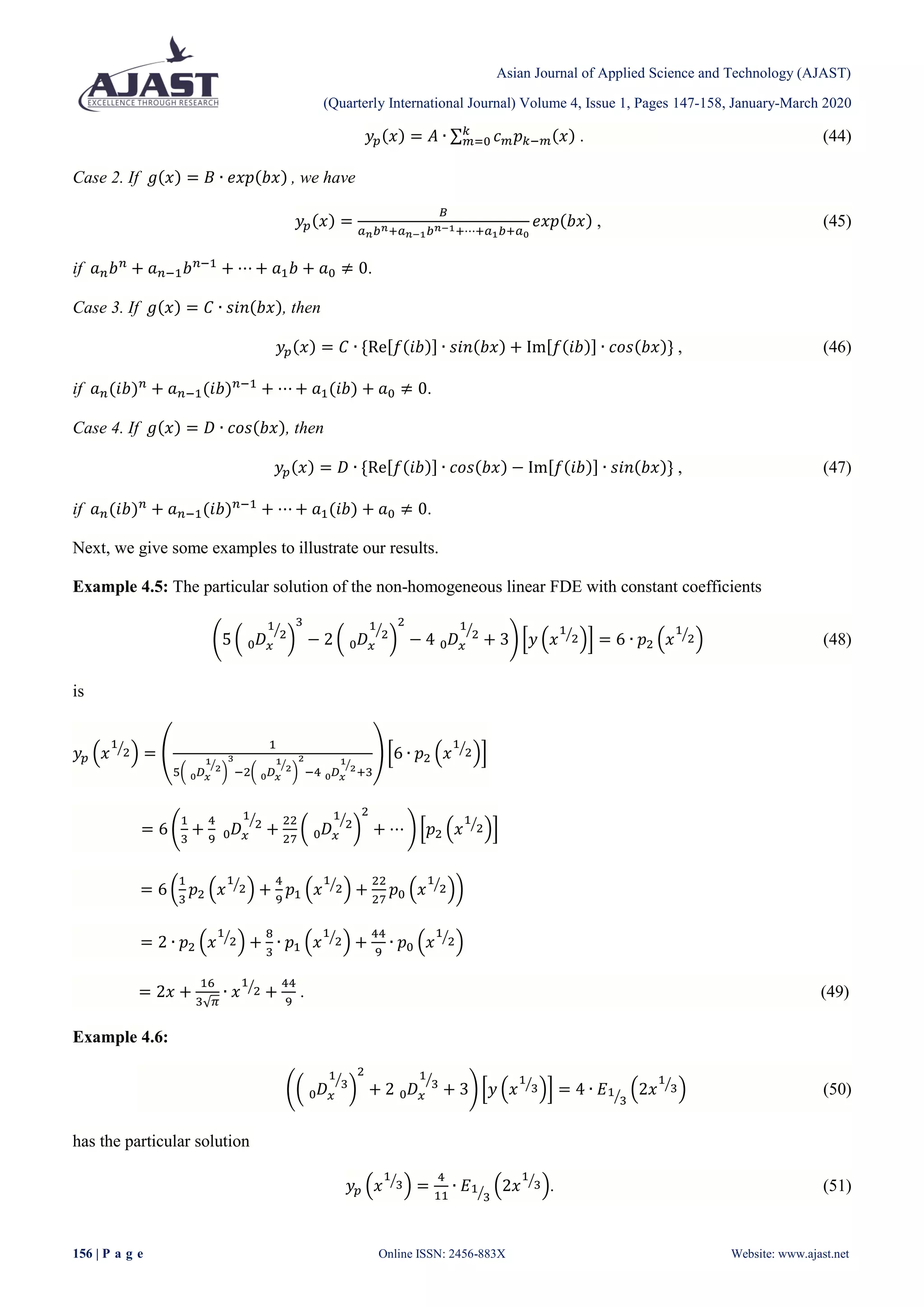 Fractional Derivatives of Some Fractional Functions and Their ...