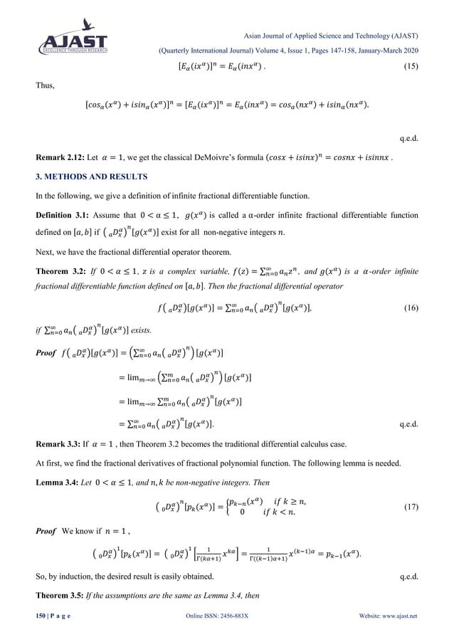 Fractional Derivatives of Some Fractional Functions and Their ...
