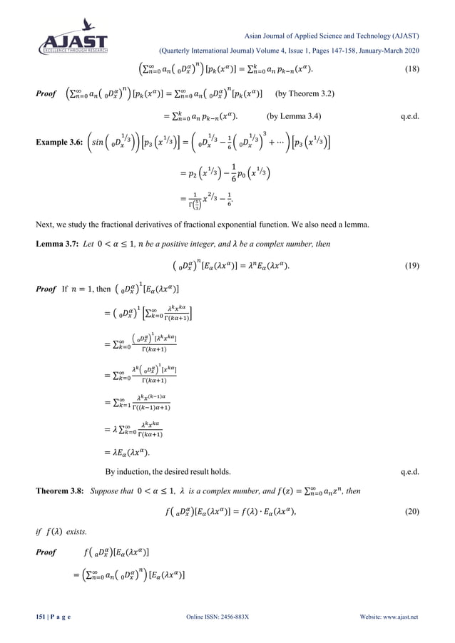 Fractional Derivatives of Some Fractional Functions and Their ...