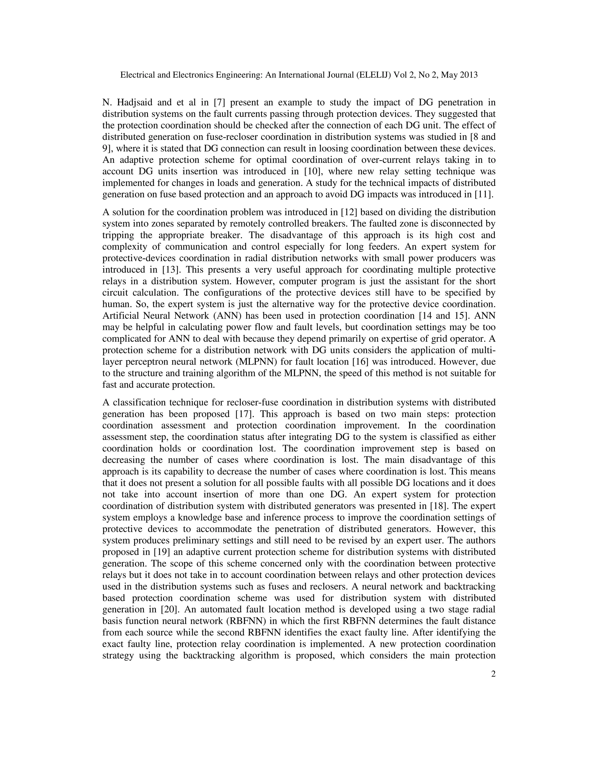 PROTECTION COORDINATION OF DISTRIBUTION SYSTEMS EQUIPPED WITH DISTRIBUTED GENERATIONS | PDF