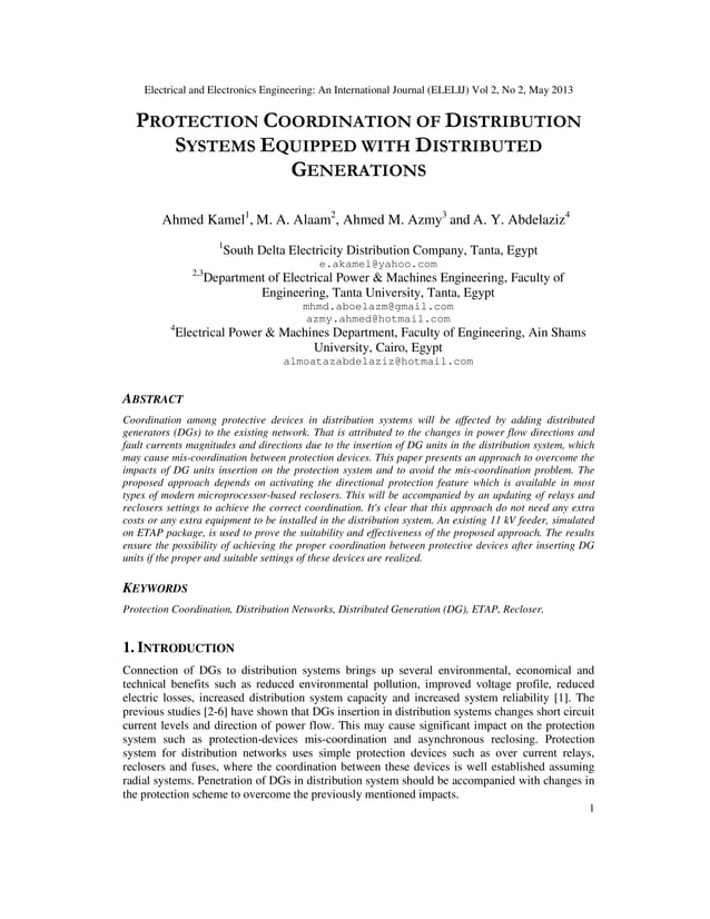 PROTECTION COORDINATION OF DISTRIBUTION SYSTEMS EQUIPPED WITH ...