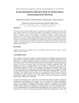 LOAD SHEDDING DESIGN FOR AN INDUSTRIAL COGENERATION SYSTEM | PDF | Internet of Things | Internet