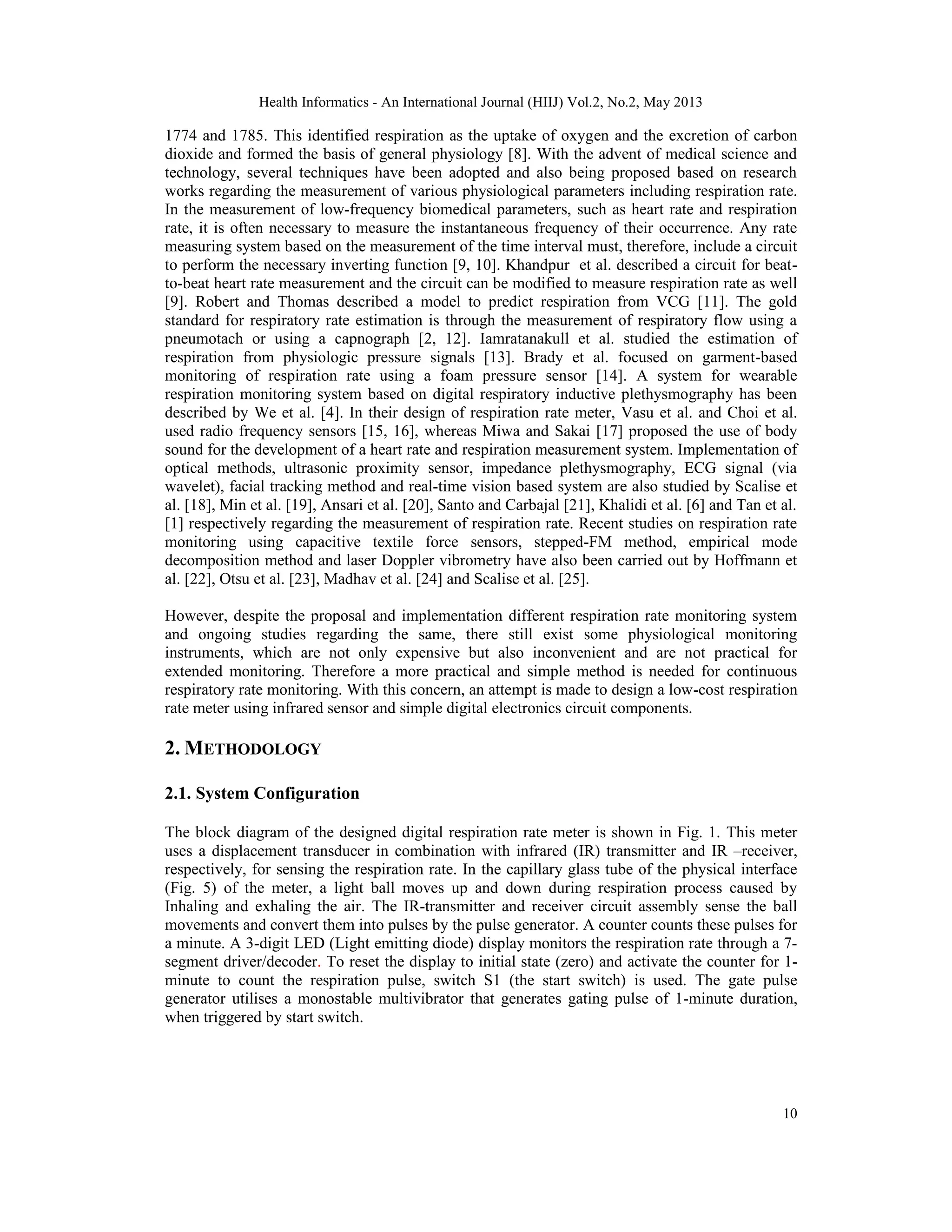 DEVELOPMENT OF A RESPIRATION RATE METER –A LOW-COST DESIGN APPROACH | PDF