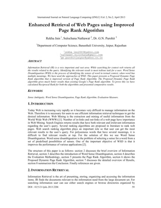 Enhanced Retrieval of Web Pages using Improved Page Rank Algorithm | PDF