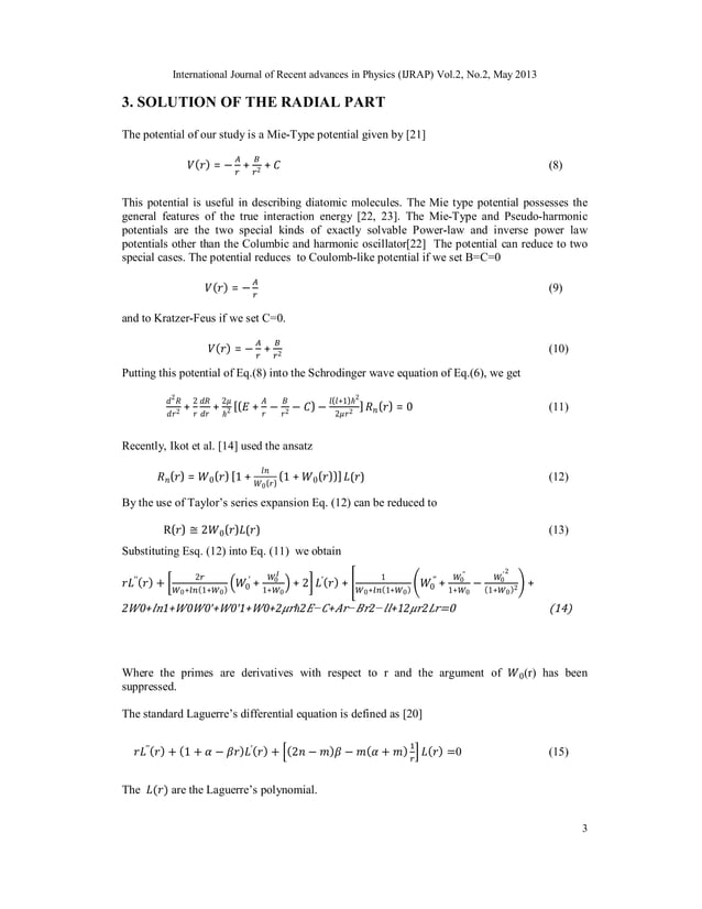 Analytical Solution Of Schrodinger Equation With Mie-Type Potential Using Factorisation Method | PDF