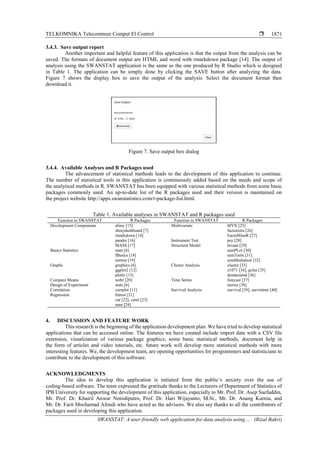 SWANSTAT: A user-friendly web application for data analysis using shinydashboard package in R | PDF