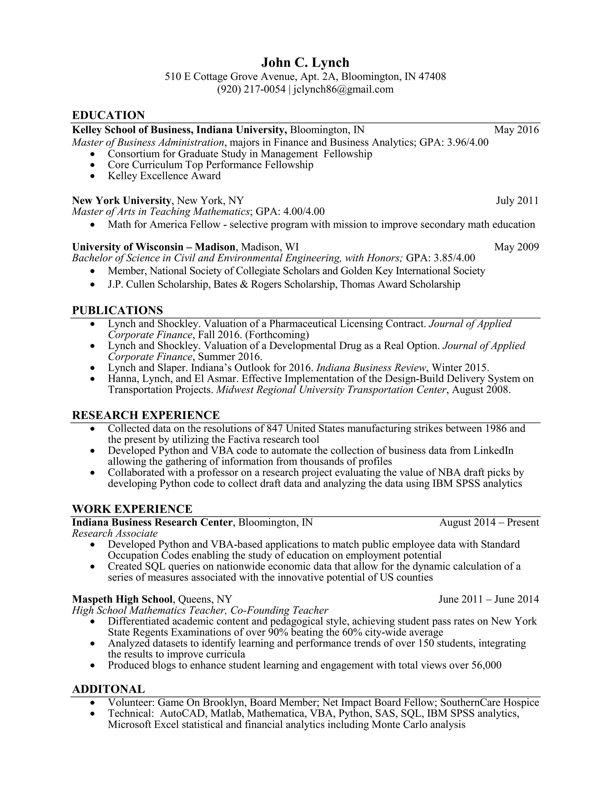 Lynch_John Resume 10-10-16 | PDF