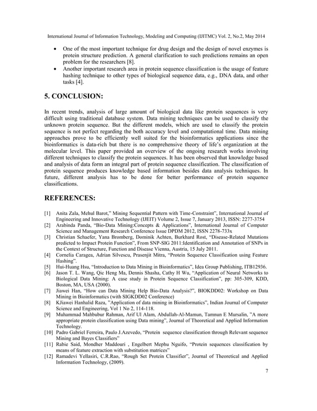 PROTEIN SEQUENCE CLASSIFICATION IN DATA MINING– A STUDY | PDF