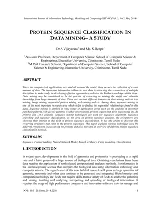 Protein Sequence Classification In Data Mining - A Study | PDF