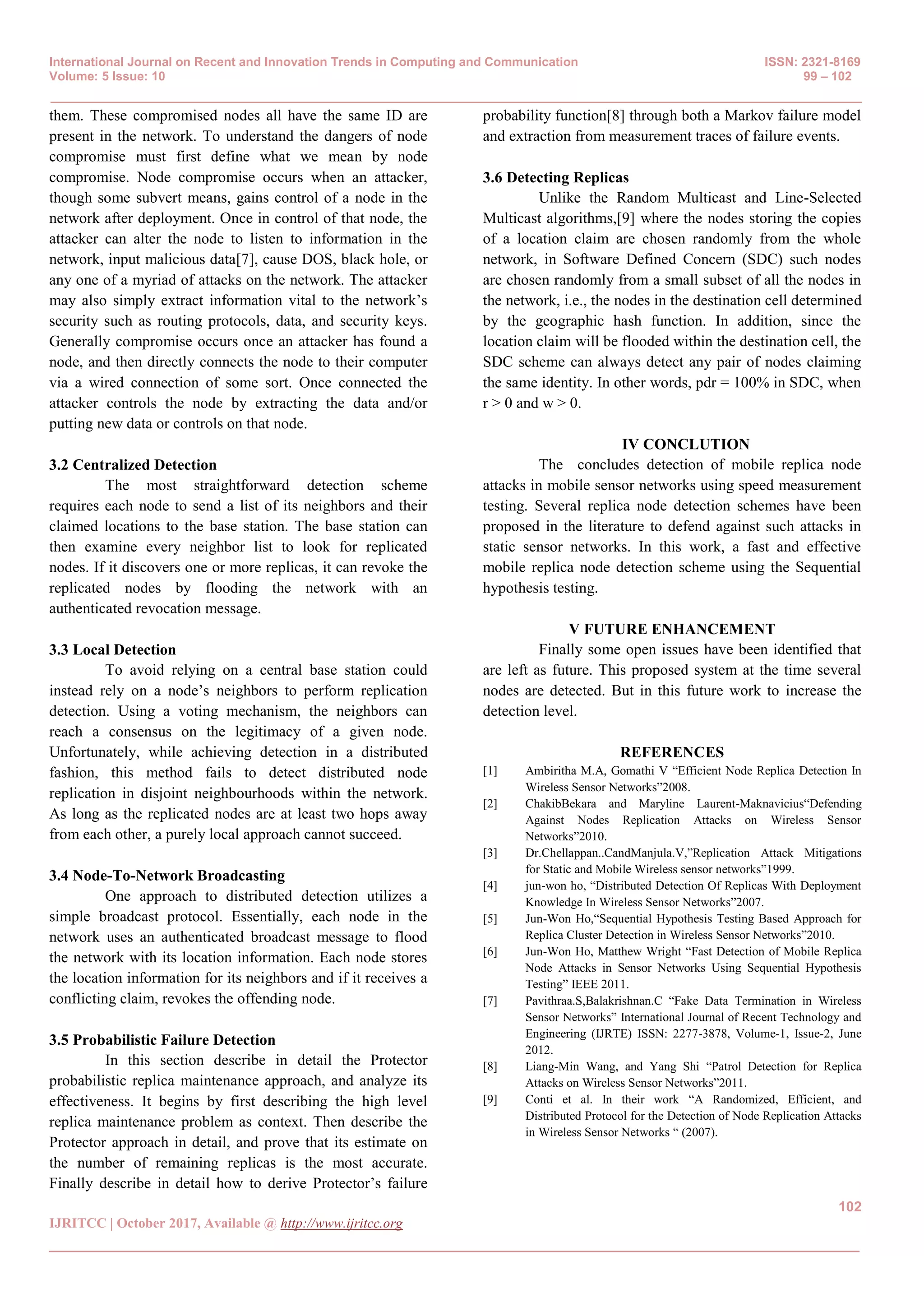Clone Node Detection In Wireless Sensor Networks Pdf