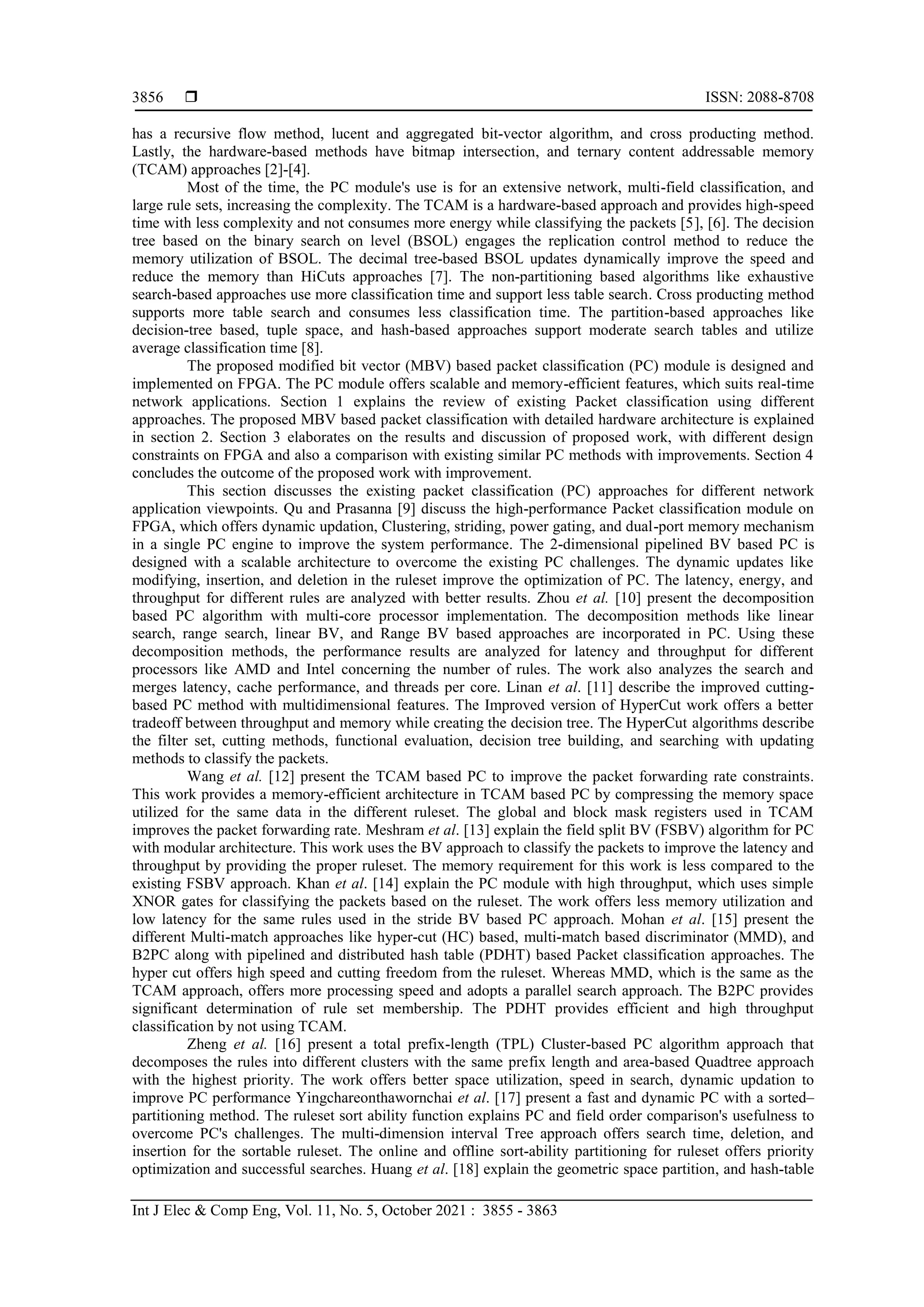 High Performance Modified Bit Vector Based Packet Classification Module