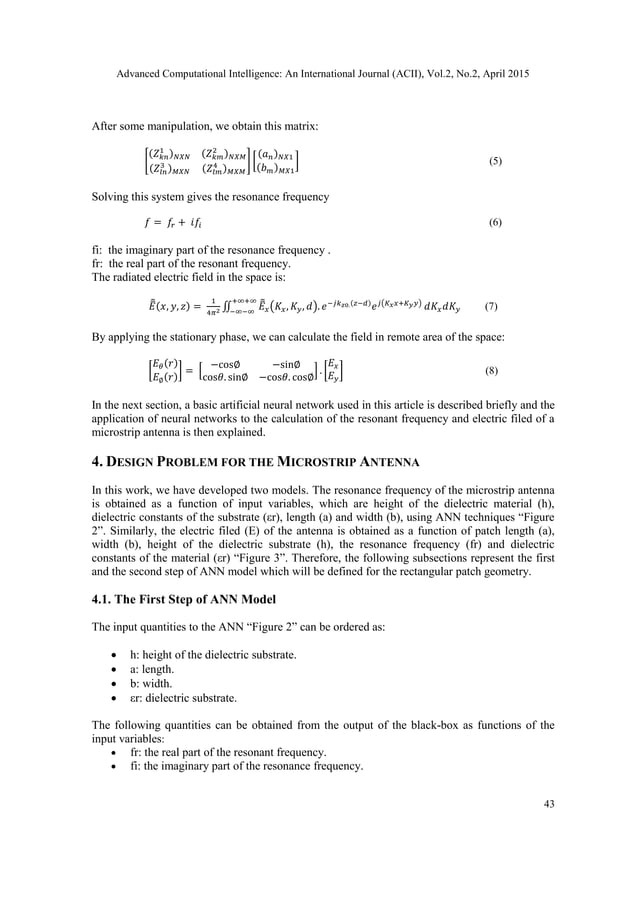 Artificial Neural Network in the Design of Rectangular Microstrip Antenna | PDF