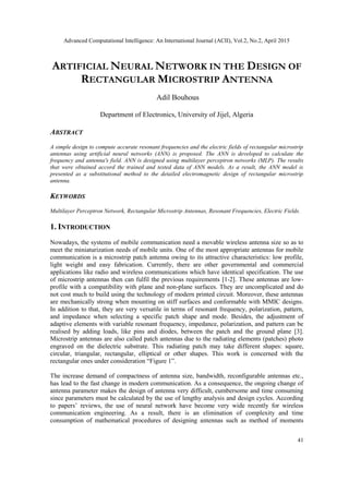 Artificial Neural Network in the Design of Rectangular Microstrip Antenna | PDF