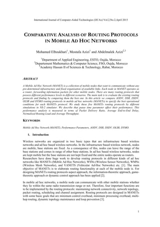 COMPARATIVE ANALYSIS OF ROUTING PROTOCOLS IN MOBILE AD HOC NETWORKS | PDF | Computer Networking ...