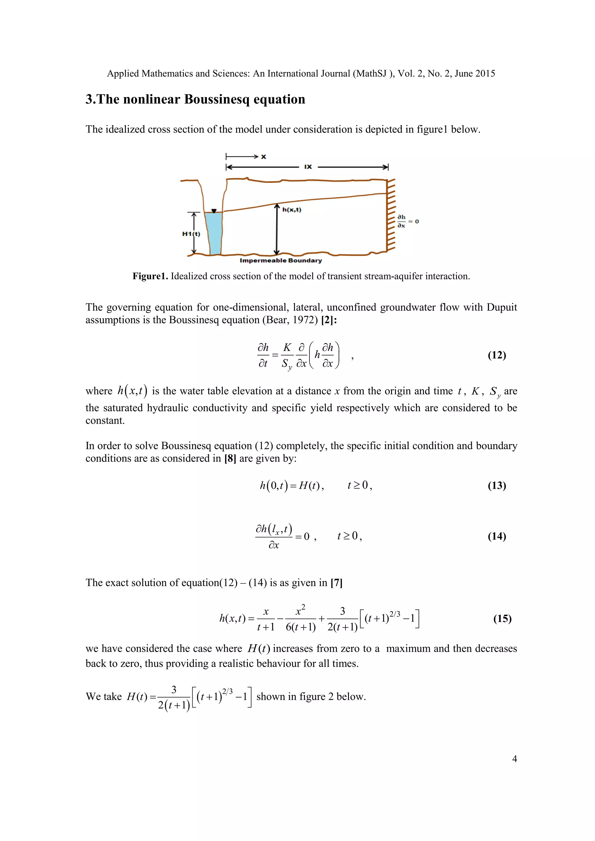 Approximate Analytical Solution Of Non Linear Boussinesq Equation For The Unsteady Ground Water