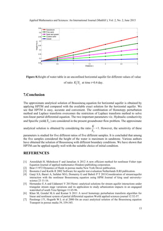 APPROXIMATE ANALYTICAL SOLUTION OF NON-LINEAR BOUSSINESQ EQUATION FOR THE UNSTEADY GROUND WATER ...
