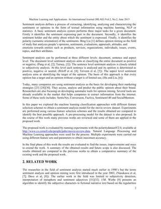 FEATURE SELECTION AND CLASSIFICATION APPROACH FOR SENTIMENT ANALYSIS | PDF